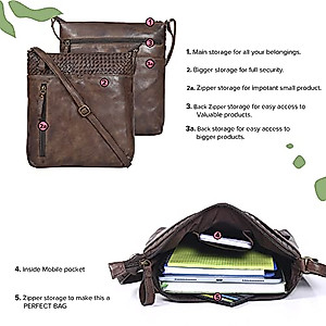 Vintage Handmede Leather Purse, Stylish Crossover/Crossbody Slings for Women - Travel/Work