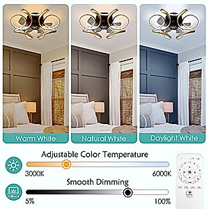 Tivleed Modern Ceiling Fan with Lights - 20.8 Inch Small Low Profile LED Fans Light Dimmable with Remote & APP Control - Gold Quiet Flush Mount Fan Lighting Indoor Reversible for Bedroom Kitchen