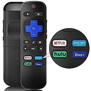 Gvirtue Remote Control for Roku TVs, Replacement for TCL/Hisense/Onn/Insignia/Sharp/westinghouse/Element/JVC Roku Smart TV, Universal TV Remote with Netflix/Disney+/Hulu/Prime Video