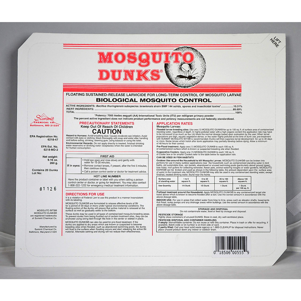 Summit Mosquito Dunks, 20 Dunks, Natural, 1 Pack & Summit 116-12 Quick Kill Mosquito Bits, 8-Ounce