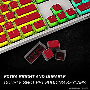 HK Gaming Pudding Keycaps Set | Doubleshot PBT Keycap Set | Full 108 OEM Profile Key Set | ANSI US-Layout | for Mechanical Keyboard | Compatible with Cherry MX, Gateron, Kailh, Outemu | Red