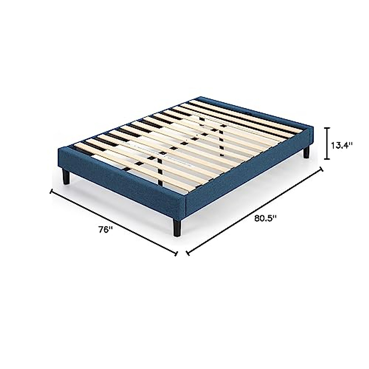ZINUS Curtis Upholstered Platform Bed Frame / Mattress Foundation / Wood Slat Support / No Box Spring Needed / Easy Assembly, Navy, King