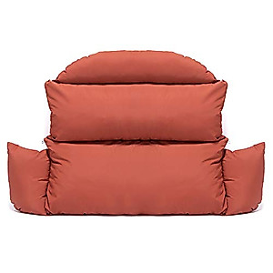 LeisureMod Hanging 2 Person Double Egg Swing Chair Cushion (Dark Orange)