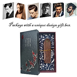 Folding Beard Red Sandalwood Comb-Fine Tooth Folding Comb for Men Hair,Beard,Mustache Styling, Pocket sized Beard Comb w/Gift Box for Daily Grooming