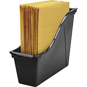 Storex Small Book Bin, 11.75 x 4.5 x 8.5 Inches, Black, Case of 12 (70123E12C)