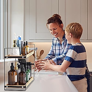 LEMIKKLE Bathroom Countertop Organizer, Bathroom Counter Perfume Tray and Vanity Organizer,Skincare Organizers for Vanity with Basket,Storage Organizers for Bathroom, Kitchen, Dresser