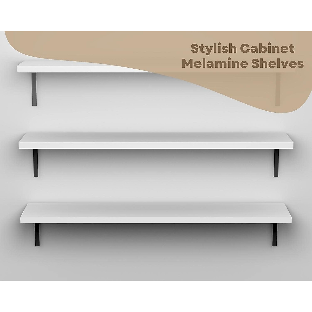 B&B HARDWARE Cabinet Shelves - Melamine 3/4'' Thick - Custom Organize Space with Stylish Cabinet Melamine Shelves - Perfect Solution for Home & Office - Cut to Size (16" Depth x 26 Inches Length)