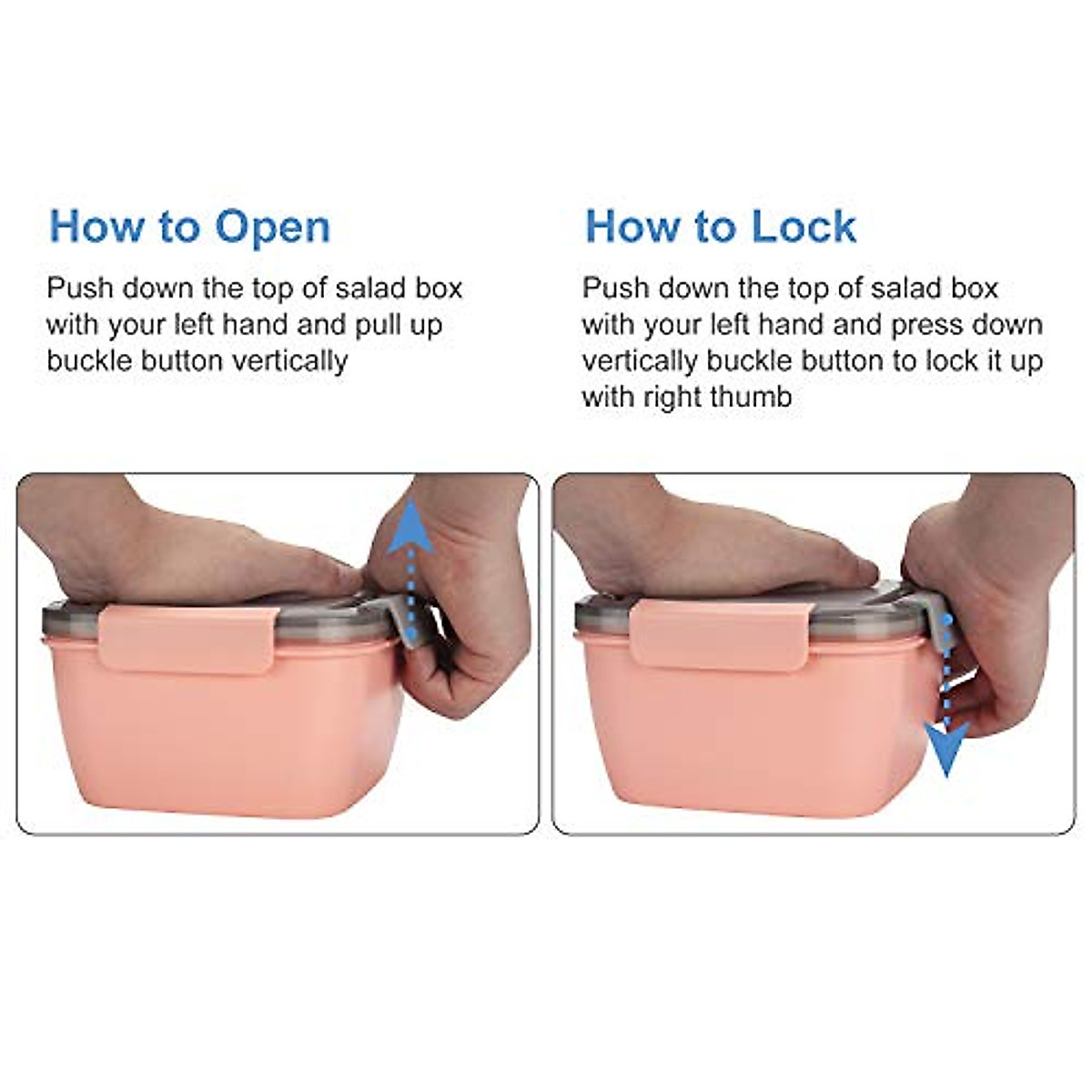 Freshmage Salad Lunch Container To Go, 52-oz Salad Bowls with 3 Compartments, Salad Dressings Container for Salad Toppings, Snacks, Men, Women (Pink)