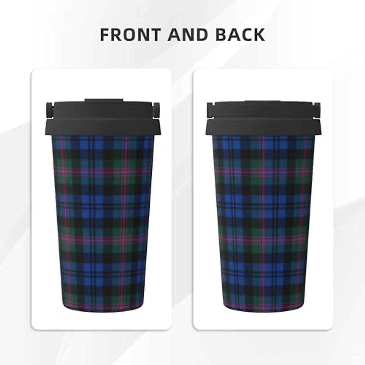 WANGXUEE Blue and Green Scottish Tartan Print 500ml Stainless Steel Travel Tumbler Double Wall Vacuum Insulated Coffee Mug