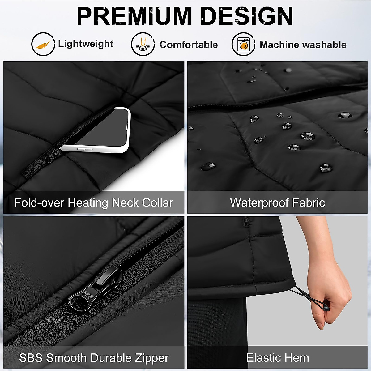 KOVNLO Womens Heated Vest, 4 in 1 Smart Controller, Lights-out Design, Lightweight Heating Vest (Battery Pack Not Included)