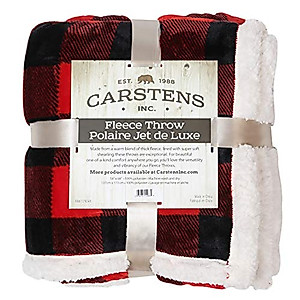 Carstens, Inc Lumberjack Red Plaid Plush Throw Blanket, 54" x 68"