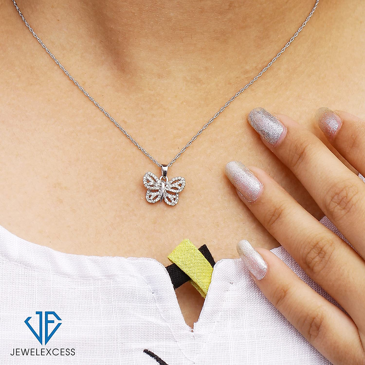 0.25 Carat White Diamond Butterfly Necklace Sterling Silver Necklace for Women – Genuine White Diamond Necklace with Durable . 925 Sterling Silver Chain – Beautiful Butterfly Pendant Necklace Gifts for Women by JEWELEXCESS