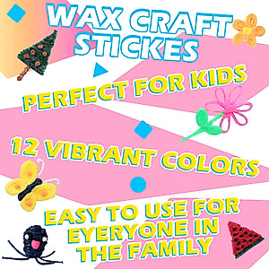 Wax Craft Sticks for Kids Bendable Sticky Yarn Molding Sculpting Sticks in 13 Colors with Plastic Storage Box for Handicraft DIY School Project Supplies (1200 Pieces)