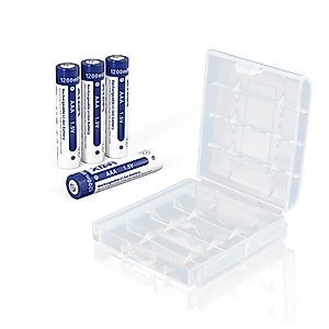 XTAR AAA Battery 1.5V AAA Lithium ion Batteries 1200mWh High Capacity, Quick Charge AAA Rechargeable Batteries 4 Packs with Battery Case (4 * 1.5V 1200mWh Batteries)