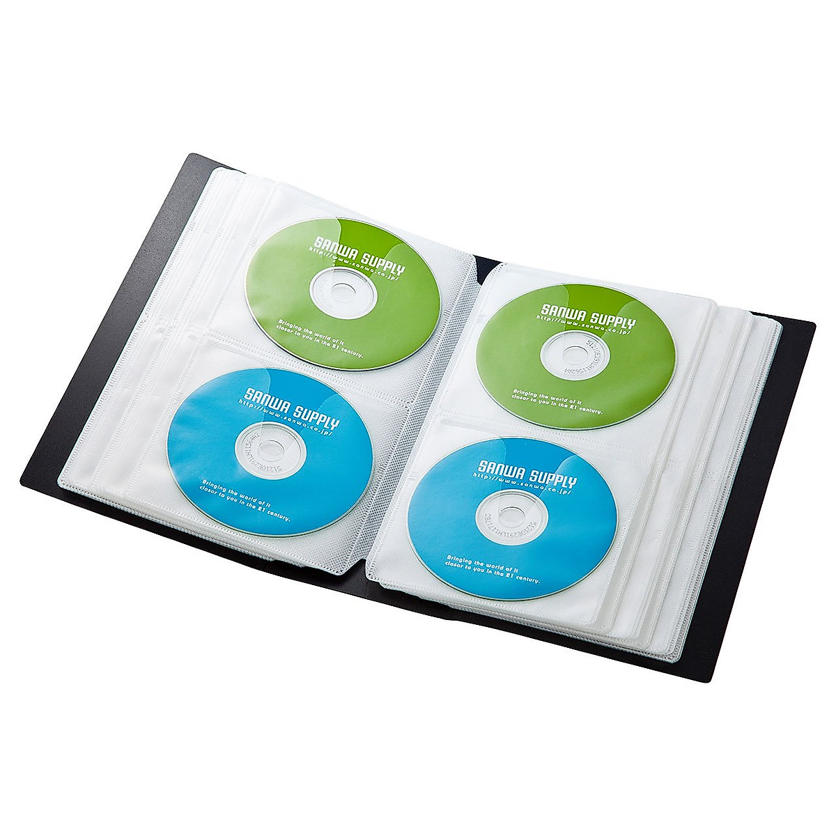 SANWA 120 Large Capacity File CD Case, Portable DVD/VCD Storage, polypropylene Protective CD Wallet, Binder, Holder, Booklet with customizable index for Car, Home, Office, Black
