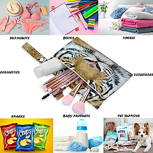 visesunny Tiger 2Pcs Wet Bag with Zippered Pockets Washable Reusable Roomy for Travel,Beach,Pool,Daycare,Stroller,Diapers,Dirty Gym Clothes, Wet Swimsuits, Toiletries