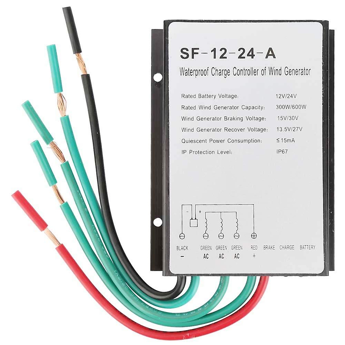 Wind Controller,12V/24V 300W/600W Waterproof Wind Turbine Generator Controller Regulator