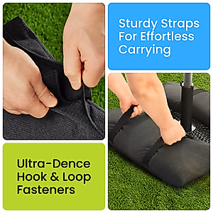 BaseMate Umbrella Base Weights | Outdoor Fillable Sand Bags for Weight | Weatherproof Patio Furniture Weights | 4 SandBags for 49 lb. | Arched Sand Bags to Hold Down Umbrella Stand & Outdoor Furniture