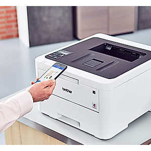 Brother HL-L3230CDW Compact Digital Color Laser Printer, Wireless Printing, Automatic Duplex Printing, Built-in Wireless, 256 MB, 25 ppm, 250-sheet, White-Bundle with Printer Cable