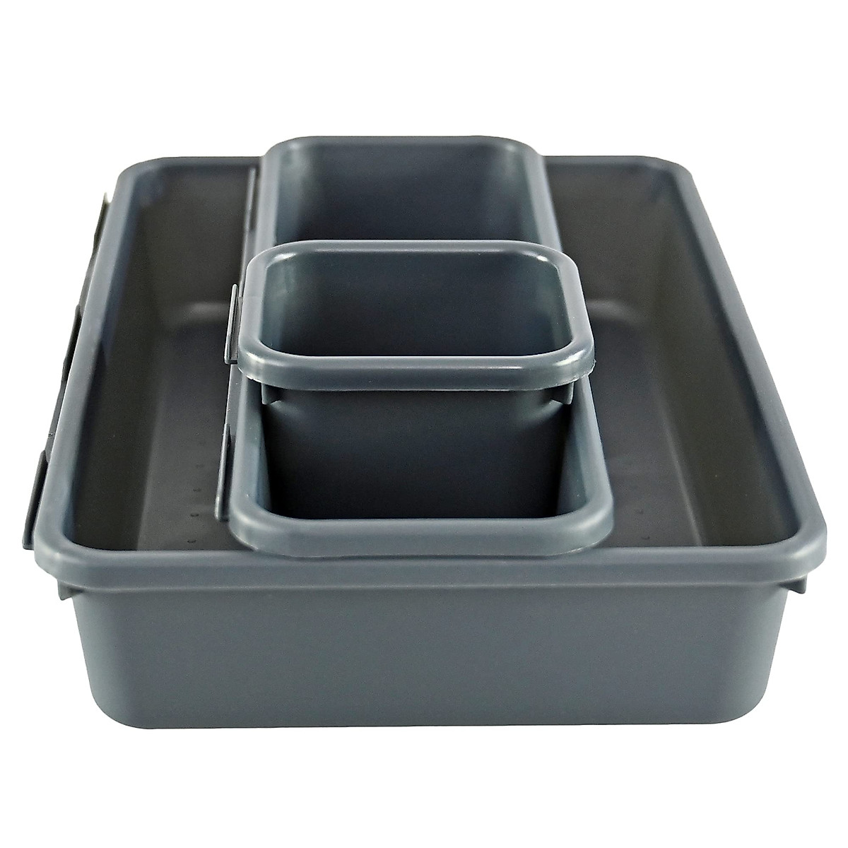 HOME-X Connecting Organizer Trays, Set of Interlocking Adjustable Trays for Organizing Office Supplies and Kitchen Utensil Drawers, Set of 8, 3 Sizes, Gray