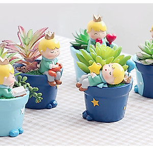 Nautance Cheap Cute Little Boy Succulent Planter Pots Resin Little Prince Flowerpot Bonsai Crafts Home Garden Yard Decor Birthday Gifts-A1