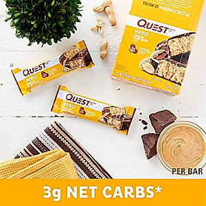 Chocolate Peanut Butter Hero Quest Nutrition Protein Bar, High Protein, Low Carb, Gluten free, 1.90 Ounce (Pack of 10)