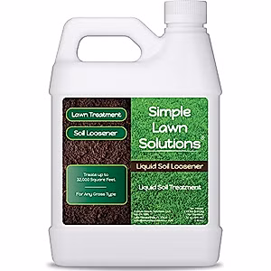 Liquid Soil Loosener- Soil Conditioner-Use alone or when Aerating with Mechanical Aerator or Core Aeration- Simple Lawn Solutions- Any Grass Type-Great for Compact Soils, Standing water, Poor Drainage