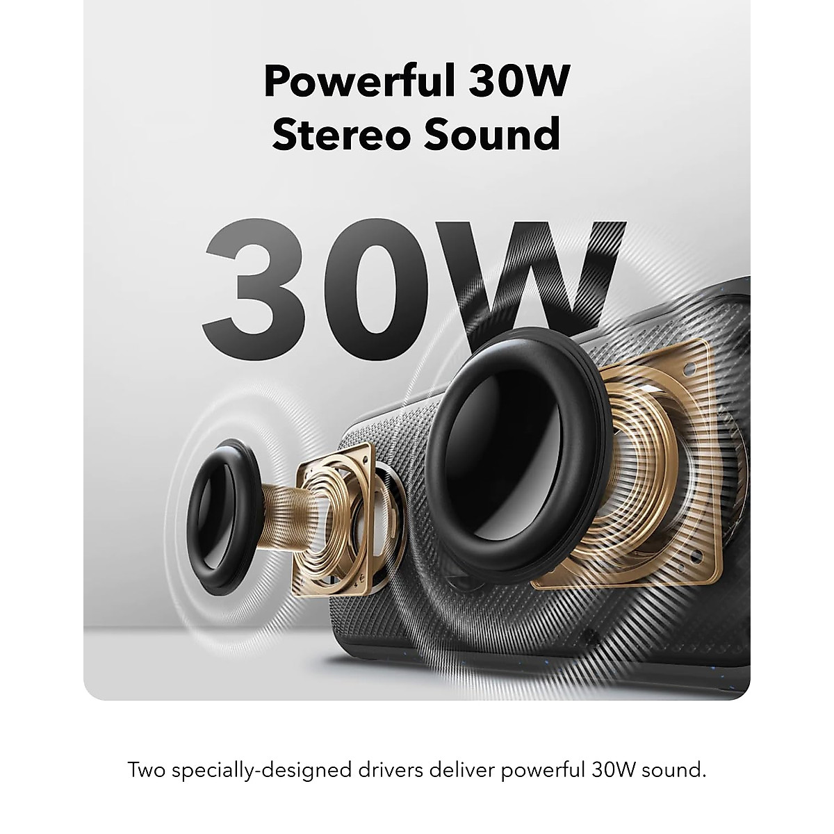 Soundcore Motion 300 Wireless Hi-Res Portable Speaker with BassUp, Bluetooth with SmartTune Technology, 30W Stereo Sound, 13H Playback, and IPX7 Waterproof, for Backyard, Camping, and Hiking