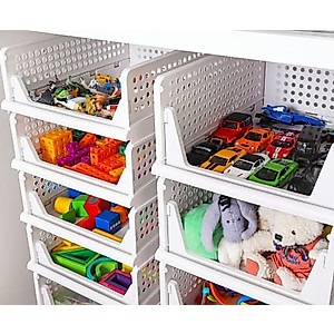 Bee Neat Plastic Stackable Storage Drawers and Closet Storage Bins for Clothes, Food, Snacks, Vegetables and Toys - Plastic Closet Organizer & Drawers for Storage Organizer - 5 Pack Large - White