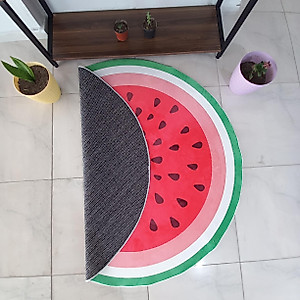 Rugendary Cute Watermelon Fruit Rug Cool and Fresh Home Decor for Kitchen Kids Room Bathroom Bedroom Machine Washable Round Area Rug Summer Home Decoration Carpet (Ultra Soft Quality, 4x4 ft.)