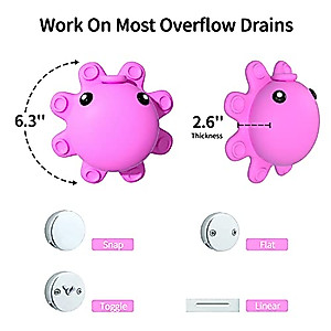 Bath Tub Overflow Drain Cover- Bathtub Drain Cover, Silicone Bathtub Overflow Cover with Suction Cup, Tub Overflow Drain Stopper Adds Inches of Water for Deeper Bath, Bathroom Accessories, Deep Pink