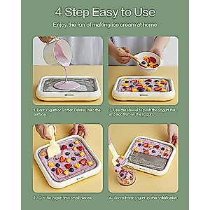 MOKKOM Ice Cream Maker, Rolled Ice Cream Maker with 2 Spatulas, Ice Cream Maker Machine for Home Kids, Frozen Fruit Ice Cream Maker Frozen Yogurt Maker Machine - Green