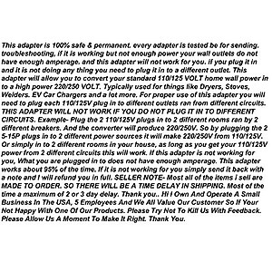 Power Converter 110/125V To 220/250V Electric Adapter 5-15P Wall Plug To 6-50R Miller Lincoln Hobart Plasma Cutter Welder Mig Tig Arc Receptacle Outlet Box NEMA FX581W