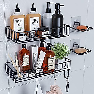 XLQADV Replacement 6 Pcs Adhesive Hooks Sticker for Shower Caddy Basket Shelf SUS304 Stainless Steel (Transparent, S)