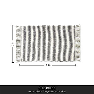 Chardin home Black & Ivory Providence Throw Rug 2x3 feet |Hand Woven Farmhouse Rug | Great in Kitchens entryways doormats Bathrooms Meditation Mat | Machine Washable & Reversible Cotton Rug