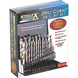 Steelex Plus D2140 1/16-1/2-Inch Cobalt Drill Set , 29-Piece