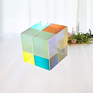POPETPOP Toys Stained Glass Optical Glass RGB Dispersion Prism, Optic Prism Cube X- Cube Glass Prism Cube for Teaching of Photo Effects, Optics and Decoration Physics Toys Toys