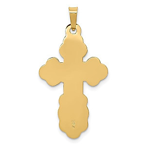 IceCarats 14K Yellow Gold Eastern Orthodox Holy Cross Necklace Religious Pendant Jesus Christ Charm 34mm x 18mm Only