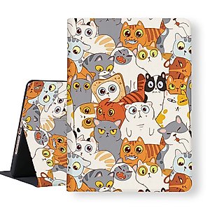 LI-LOVE Case for iPad 9th 8th 7th Generation 10.2 inch 2021 2020 2019 Release Lightweight Slim Protective Soft TPU Folio Stand Cover Cute Cat Adjustable Angles Auto Wake Sleep Smart Leather Case
