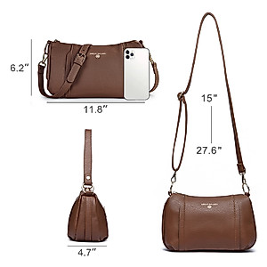 AMELIE GALANTI Small Medium Size Crossbody Bag purse for Women,leather Shoulder handbag with Adjustable Strap (991706-BEIGE)