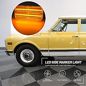 NJSBYL Amber/Red LED Side Marker Lights for G10 G20 G30 G1500 G2500 G3500 Vans Suburban K5 Blazer Jimmy G/P/C/K Series Vans Trucks Motorhomes Front Rear Left Right Markers Signal Lamps 5960596