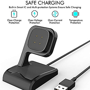 EUCARLOS Charger Dock Compatible with Fitbit Sense/Sense 2/Versa 4/Versa 3 Charger Stand Charging Cable Dock Station Base Cradle with USB Cord Replacement for Sense/Sense 2/Versa 4/Versa 3 Smart Watch