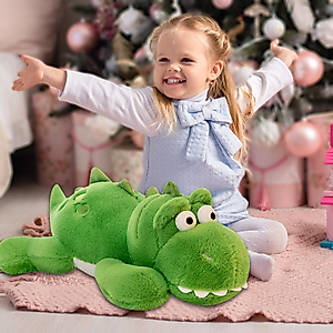 Kuxiber Dinosaur Stuffed Animal Plush Toy,Giant Dinosaurs Cute Soft Toys Doll, Big Dino Fluffy Plushy Fat Plushie Plush Pillow,Gifts for Kids Girl Boys (Green,19 inch)