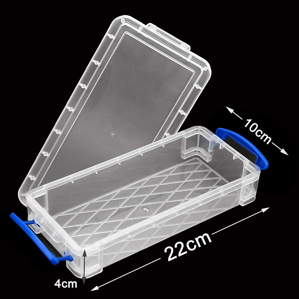 Fireboomoon 3 Pack Large Capacity Pencil Box,Stackable Translucent Brush Painting Pencil Watercolor Pen Storage Box Case Container Organizer for DIY Office Supplies,Makeup Items(8.5" x 4" x 1.7")