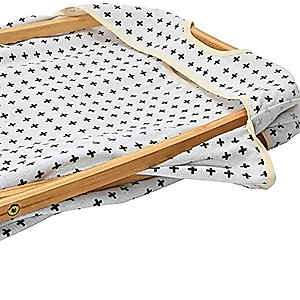Household Essentials Bamboo X Frame Hamper with Cross Pattern, Black and White