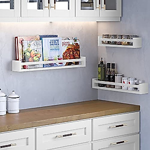 brightmaison Bambini Multisize Floating Shelves, Kids Bookshelf Nursery Storage Shelves for Wall Bathroom & Kitchen Organization Set of 3 White