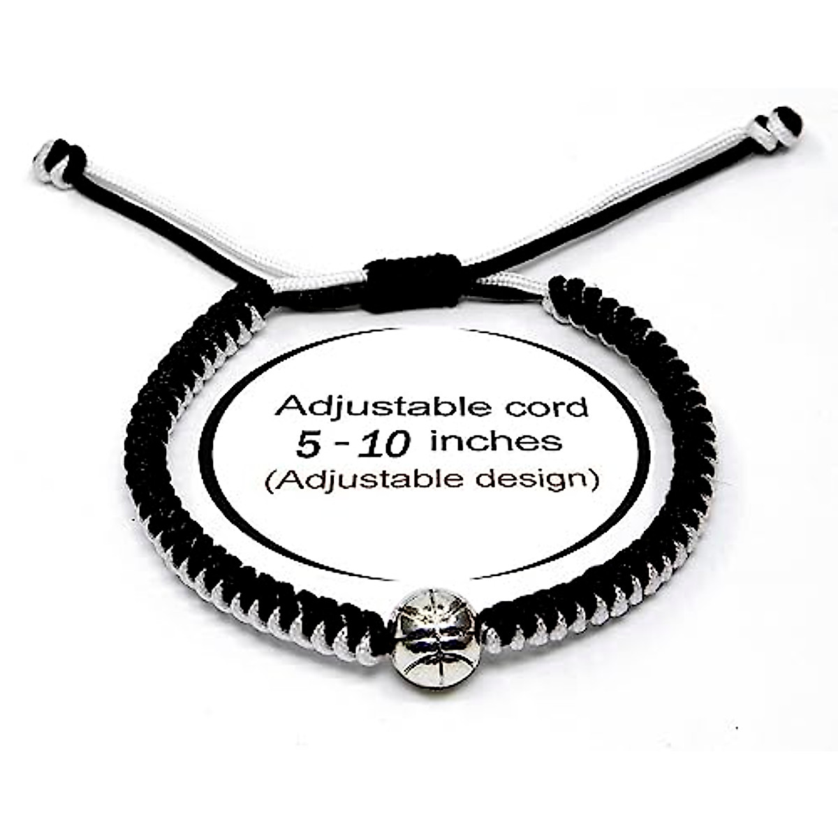 MANYC Basketball Bracelets Adjustable for Boys, Girls, and Adults Handmade Gifts for Basketball Players (Black white 2PCS)