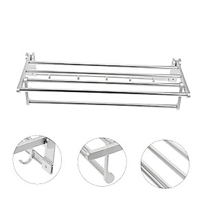 PRETYZOOM Bathroom Towel Mounted Shelves Bathroom Shelf with Bar Towel Rail Folding Towel Rack Towel Rod Kitchen Towel Shelves Bathtub Shelf Hanging Space Aluminum Hanger