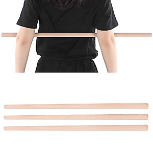 Dilwe Wood Yoga Stick, 3Pcs Open Shoulder Stick Yoga Fitness Yoga Assist Yoga Accessory, 70cmYoga Supplies