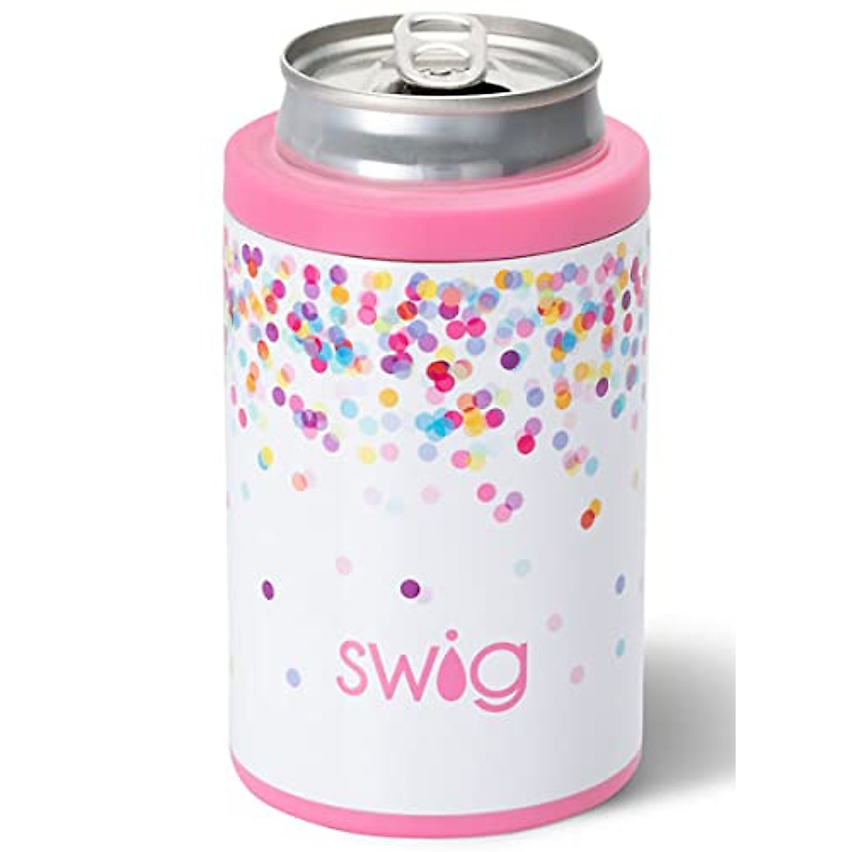 Swig Life Standard Can + Bottle Cooler, Stainless Steel, Dishwasher Safe, Triple Insulated Can Sleeve for Standard Size 12oz Cans or Bottles in Confetti Print